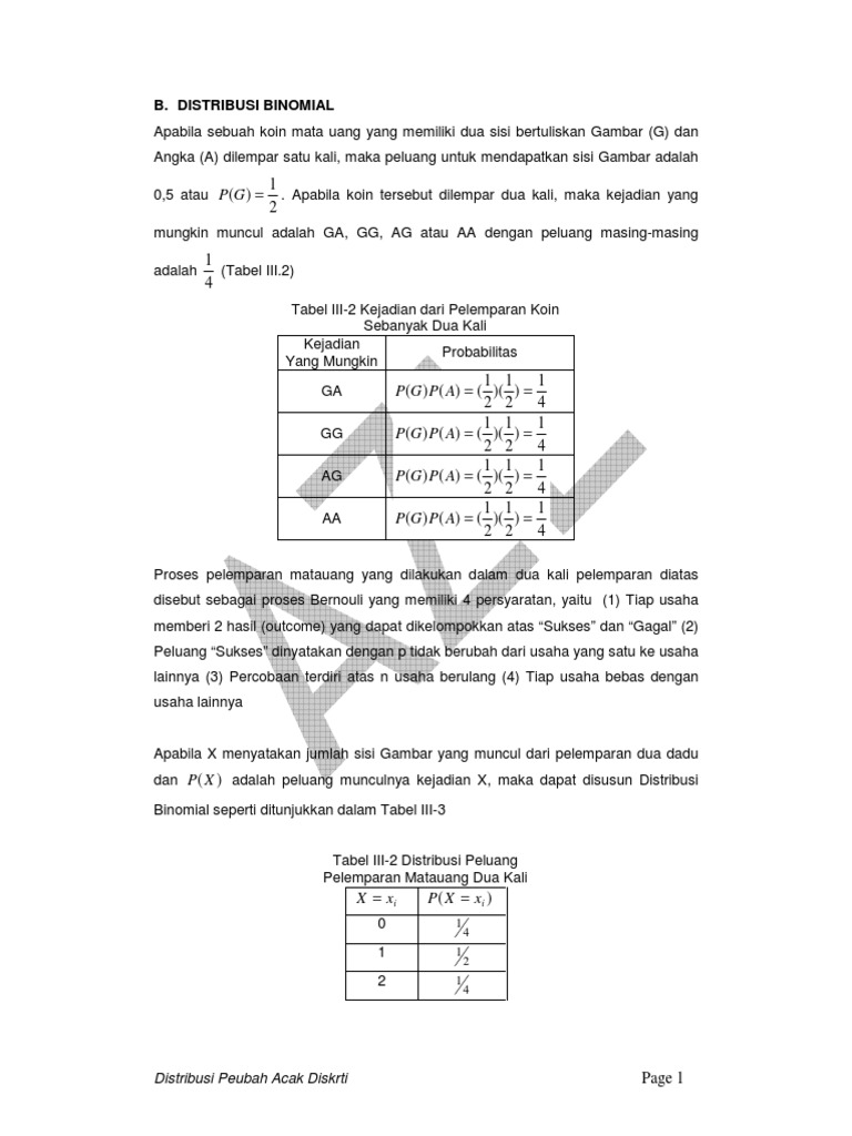 Distribusi Binomial Dan Multinomial1 | PDF | Metode & Bahan Ajar