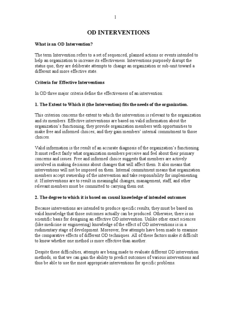 Od Interventions: What Is An OD Intervention? | PDF | Strategic ...