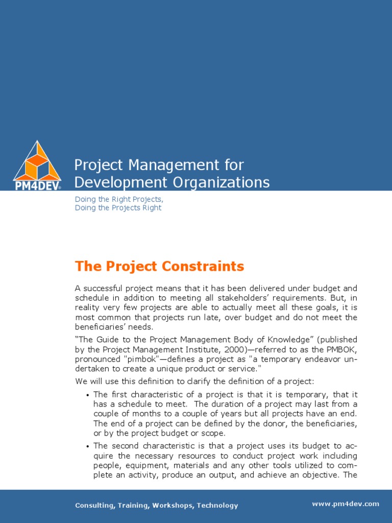 PM4DEV The Project Constraints | PDF | Project Management | Business