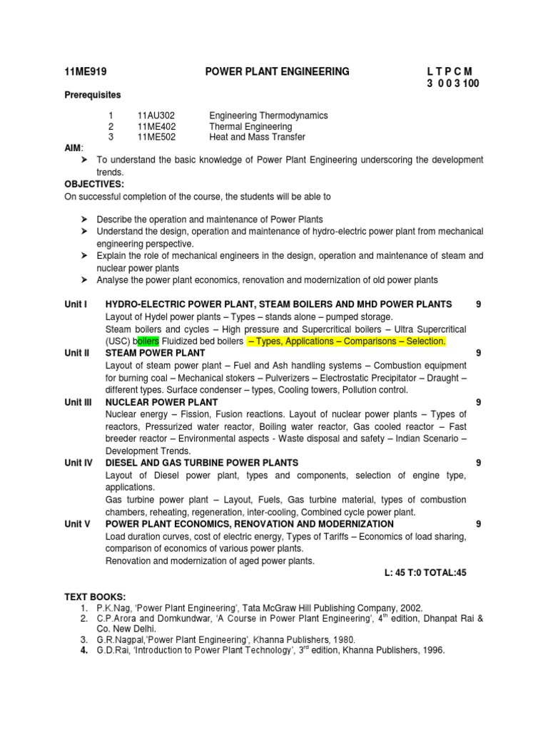 Power Plant Engineering Course Overview | PDF | Compressible Flow ...