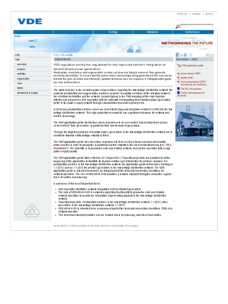 Issues VDE AR-N 4105 | Electric Power Distribution | Photovoltaic System