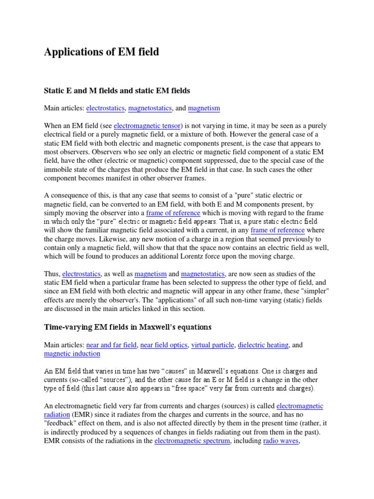 Applications of Electromagnetic Field | Download Free PDF ...