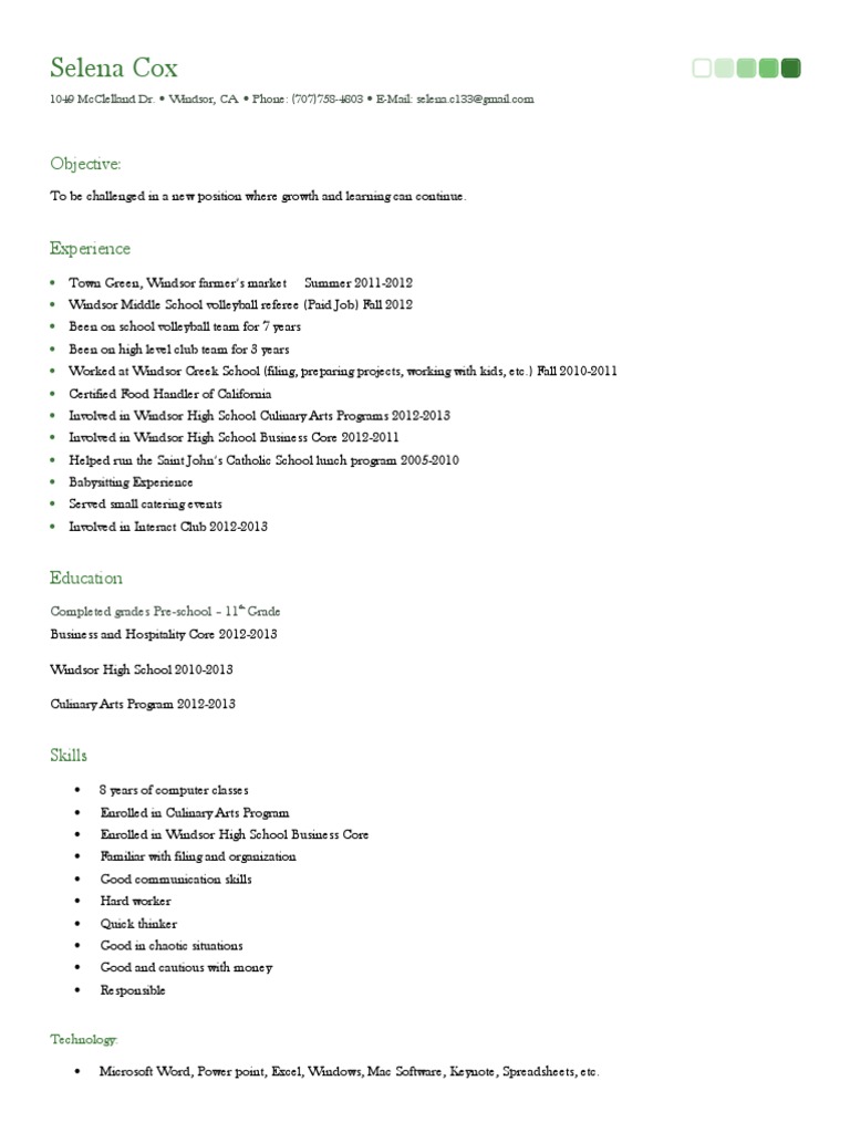 Selena Cox Resume | PDF | Career & Growth