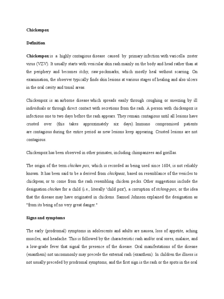 Chickenpox | PDF | Health Sciences | Diseases And Disorders