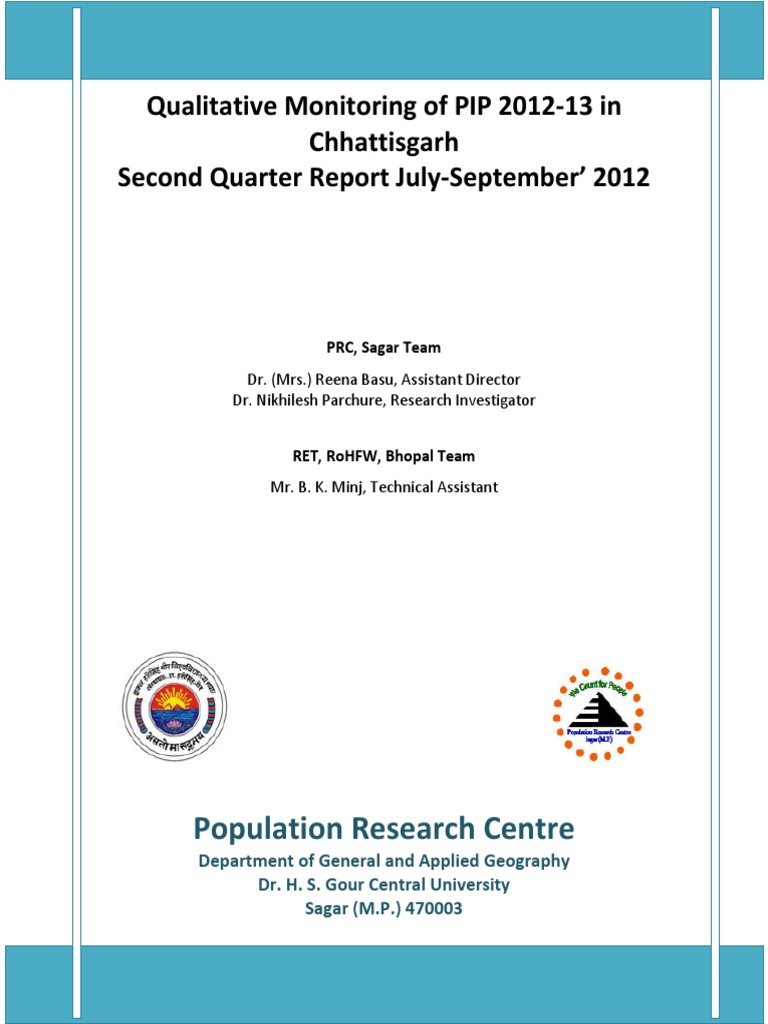 Qualitative Monitoring of PIP 2012-13 in Chhattisgarh Second Quarter ...