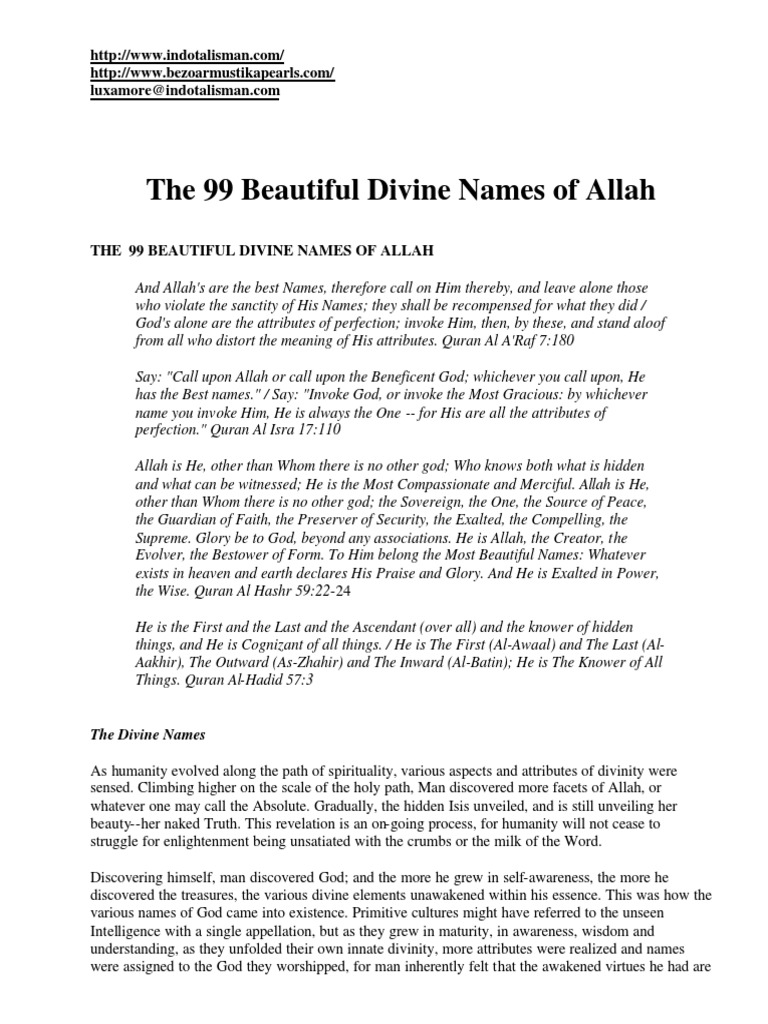 99 Divine Names | PDF | Business