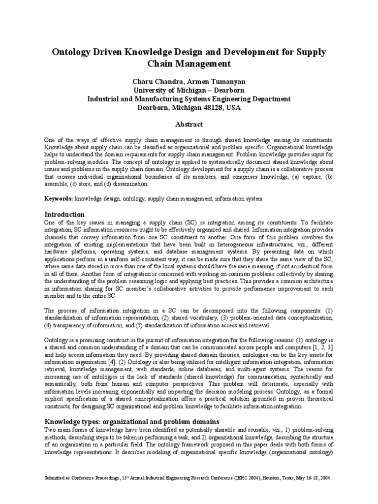 Ontology Driven Knowledge Design and Development For Supply Chain | PDF | Ontology (Information ...