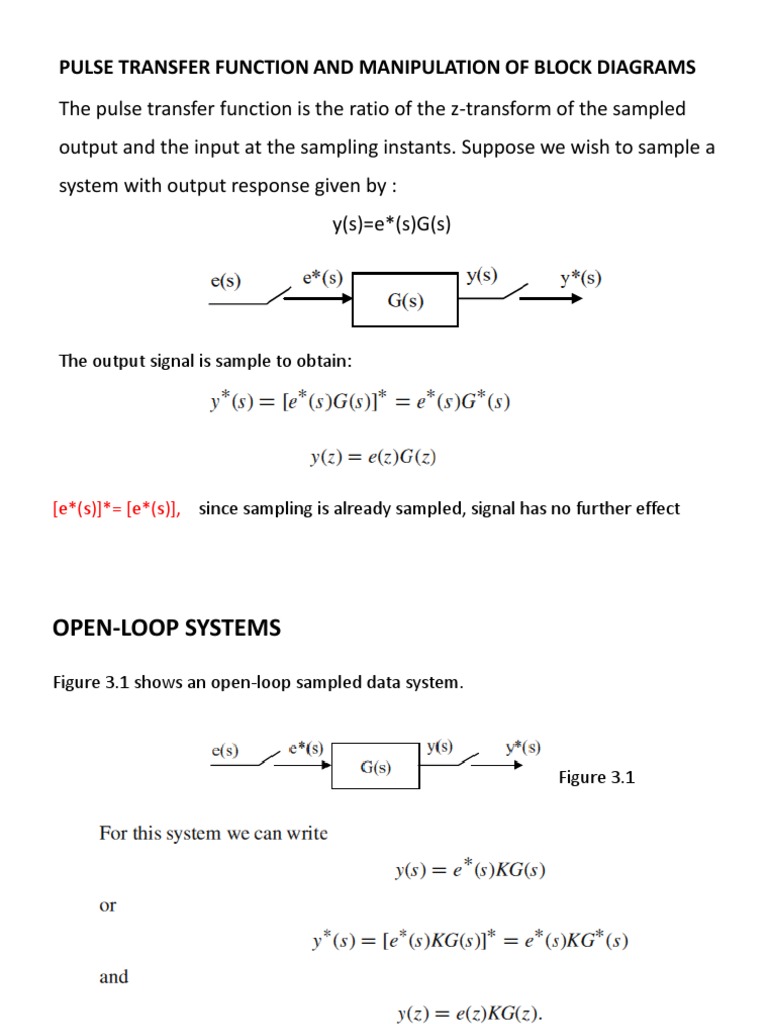 Pulse Transfer Function and Block Diagrams | PDF | Control Theory ...