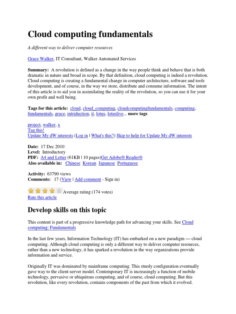 Cloud Computing Fundamentals Pdf Platform As A Service Cloud Computing