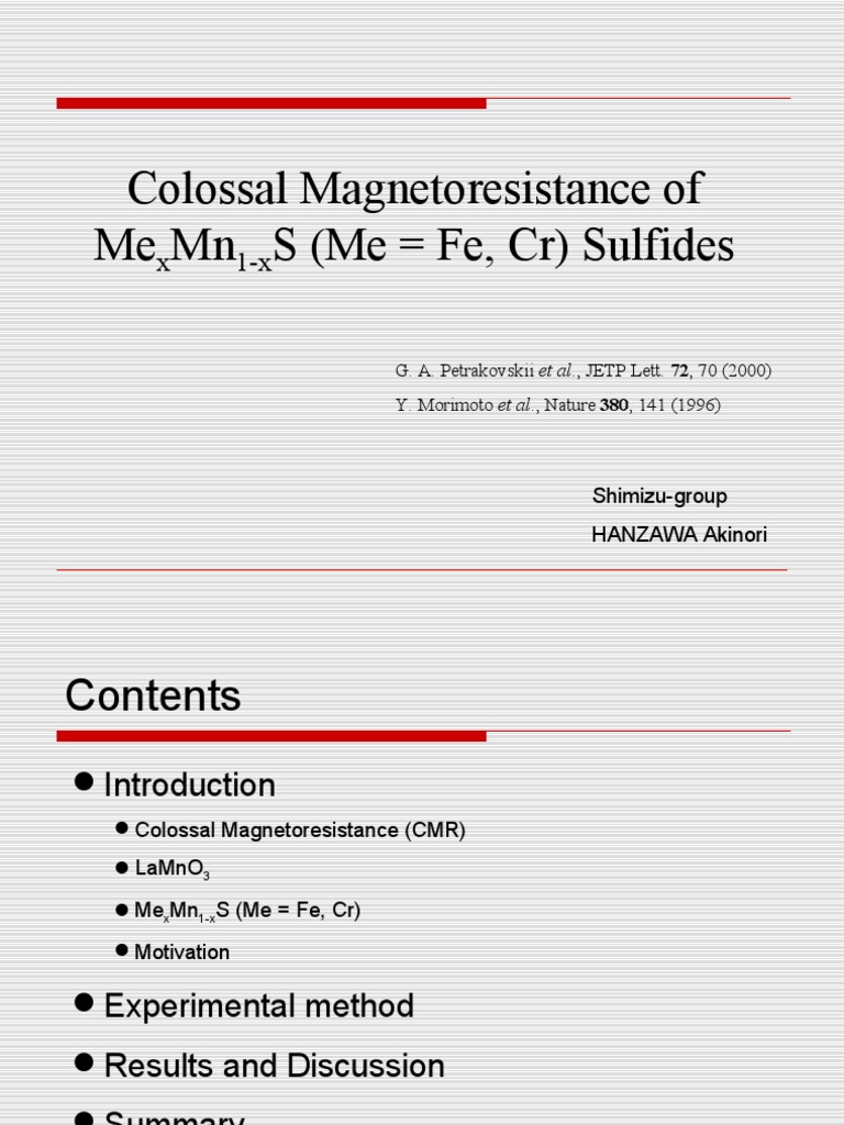 Introduction To Colossal Magneto Resistance | PDF | Manganese | Electron