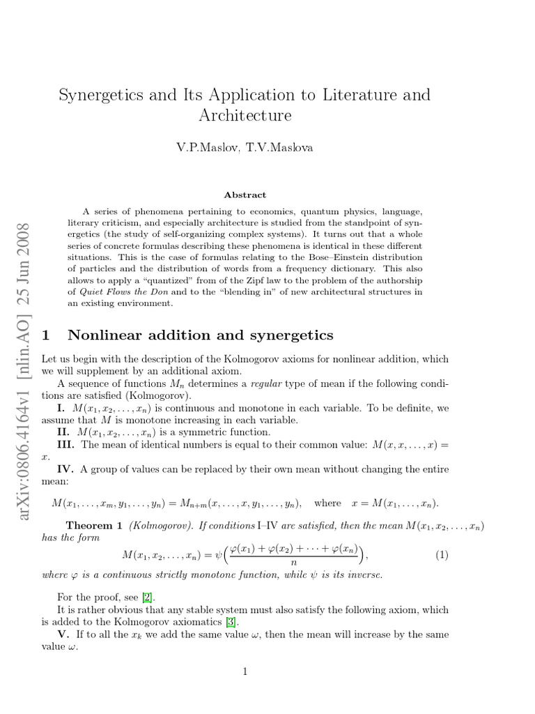 Synergetics and Its Application To Literature and Architecture | PDF ...