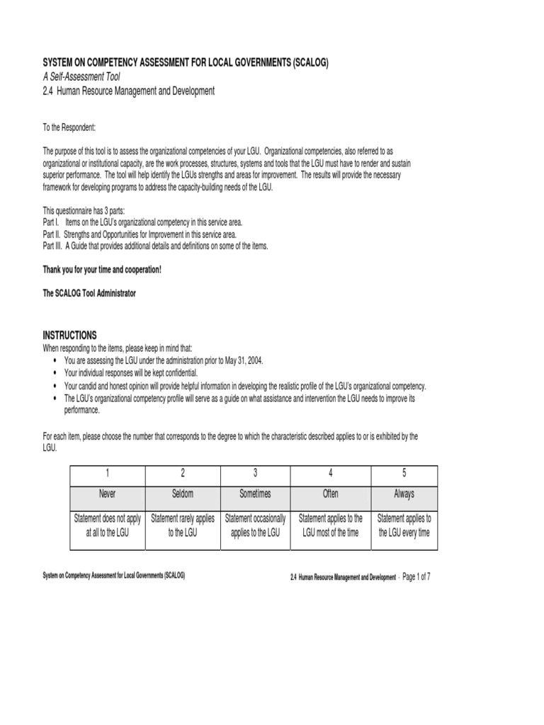 Sca Log 24 Human Resource Management and Development | PDF | Competence ...