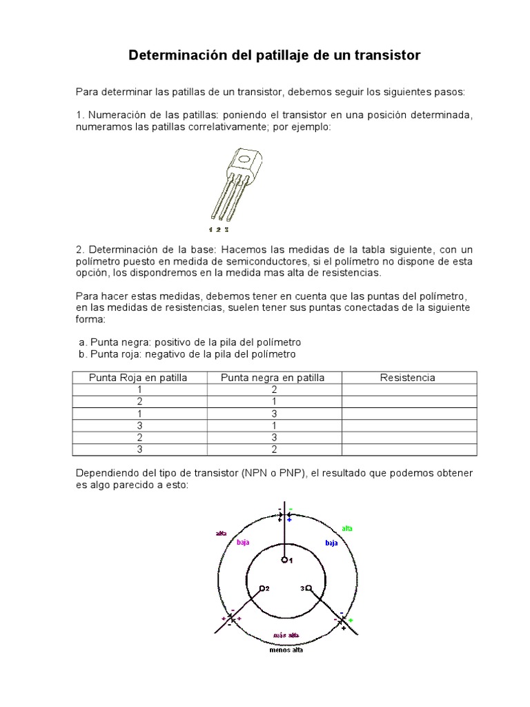 Determinación Del Patillaje de Un Transistor | PDF | Transistor de ...