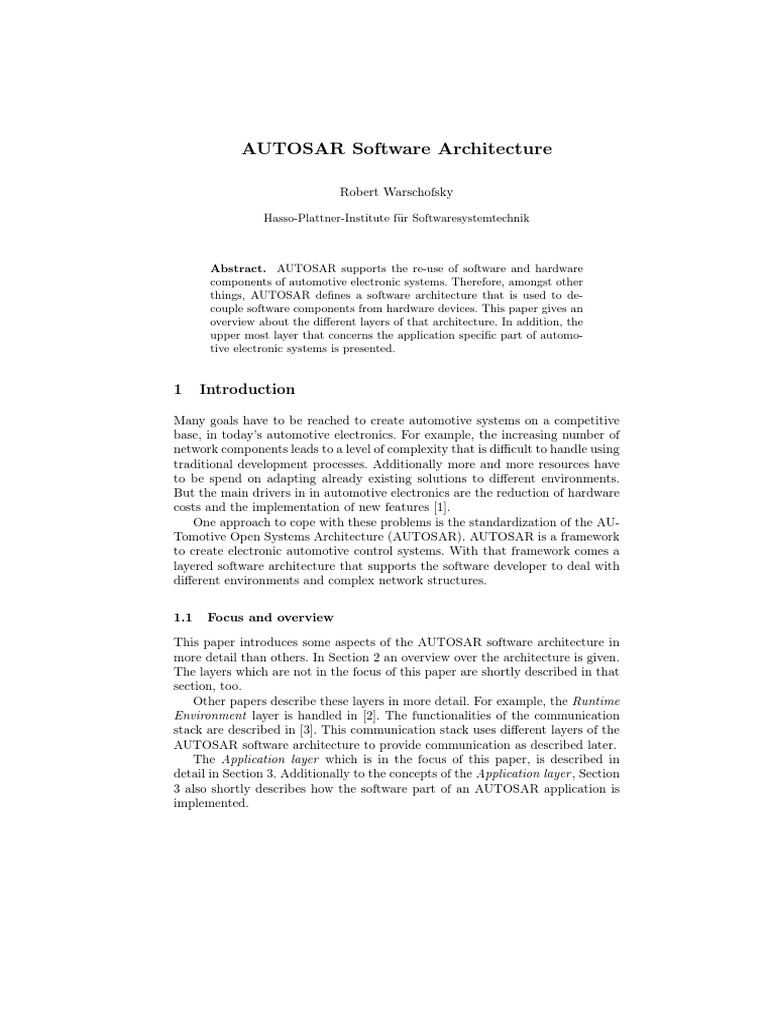 AUTOSAR Architecture Overview | PDF | Component Based Software Engineering | Device Driver
