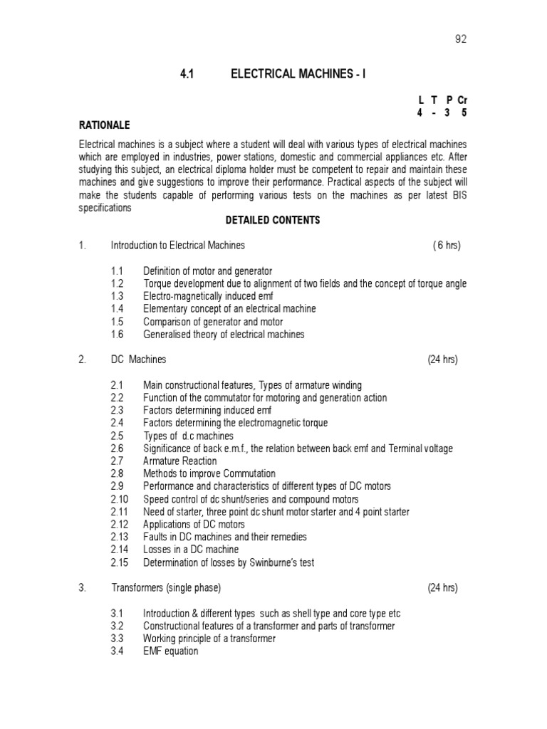 Electrical Machines and Transformers Guide | PDF | Electronic ...