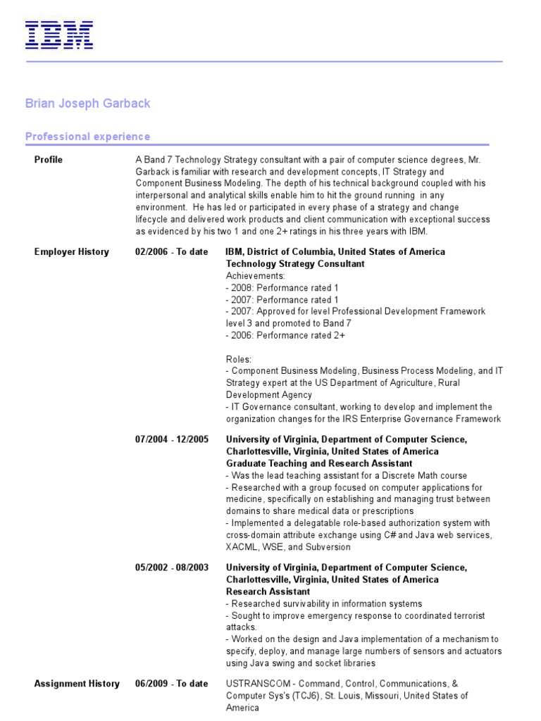 2009-09-09 IBM Resume - Garback | PDF | Strategic Management | Human ...