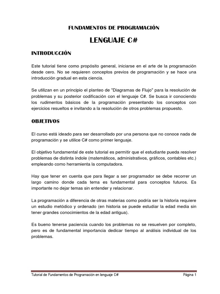 Lenguaje C# | PDF | C Sharp (lenguaje de programación) | Lenguaje de ...