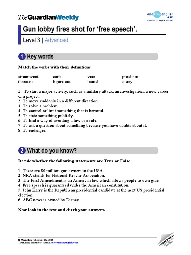 Gun Lobby Fires Shot For Free Speech - Advanced PDF | PDF | National ...