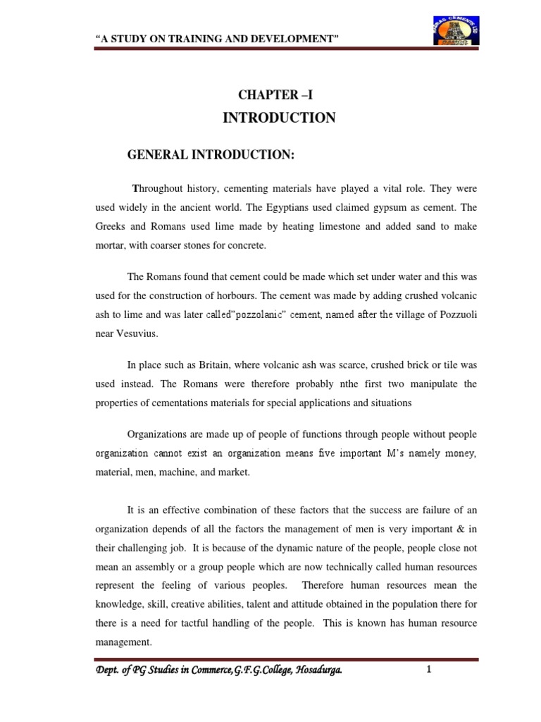 A Study On Training & Development | PDF | Employment | Cement