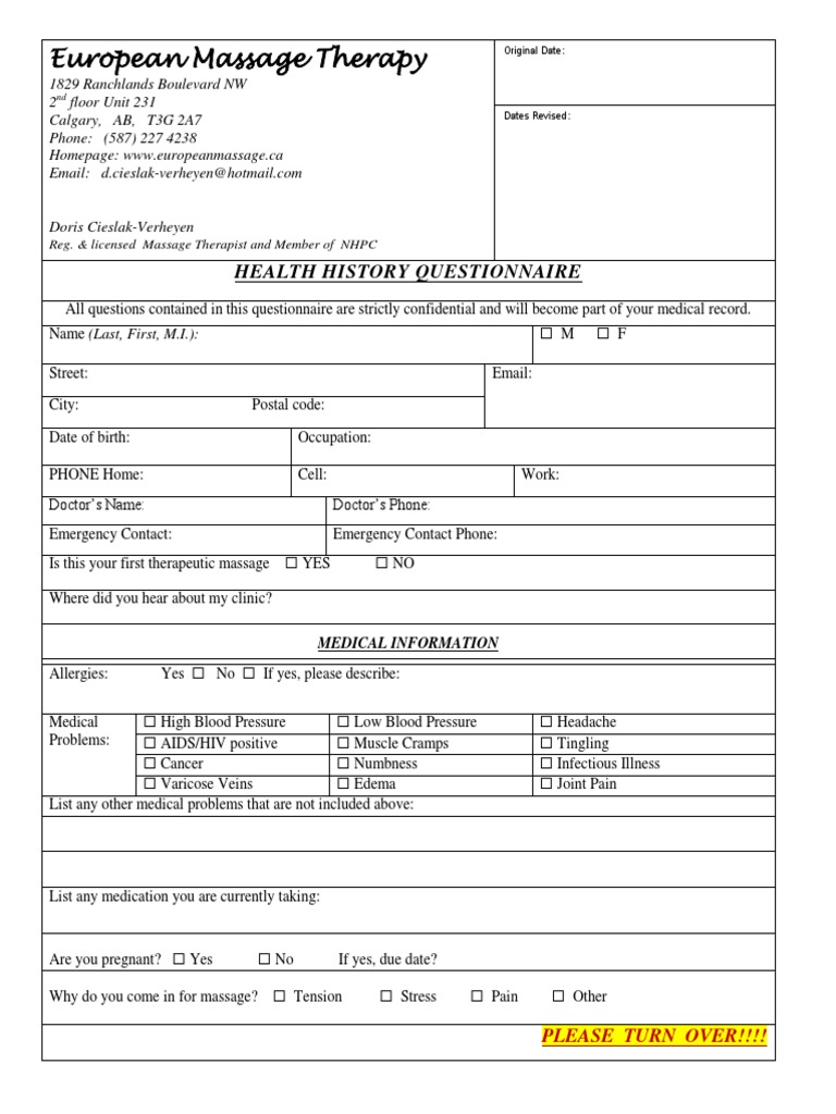 1 Questionnaire | Download Free PDF | Pain | Massage