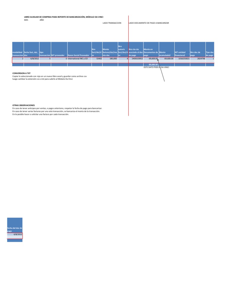 Formato Bancarizacion Libro Compras y Ventas Auxiliar