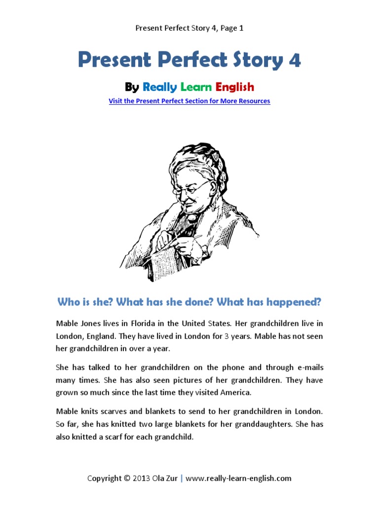 Present Perfect Story 1 | PDF | Scarf | Question