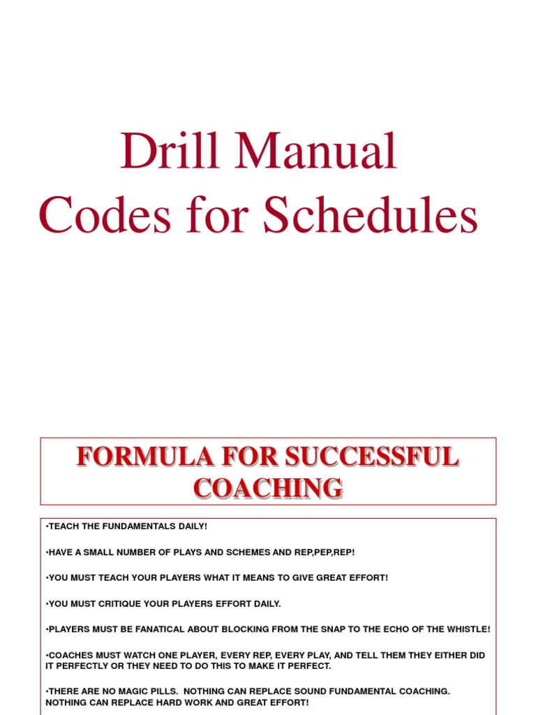 Drill Manual Codes For Schedules | PDF | Quarterback | Running