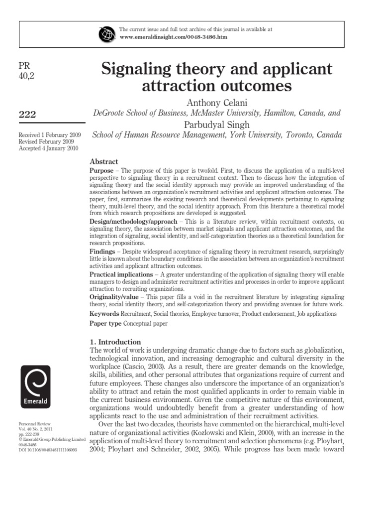 Applicant Attraction Outcomes | PDF | Recruitment | Reputation