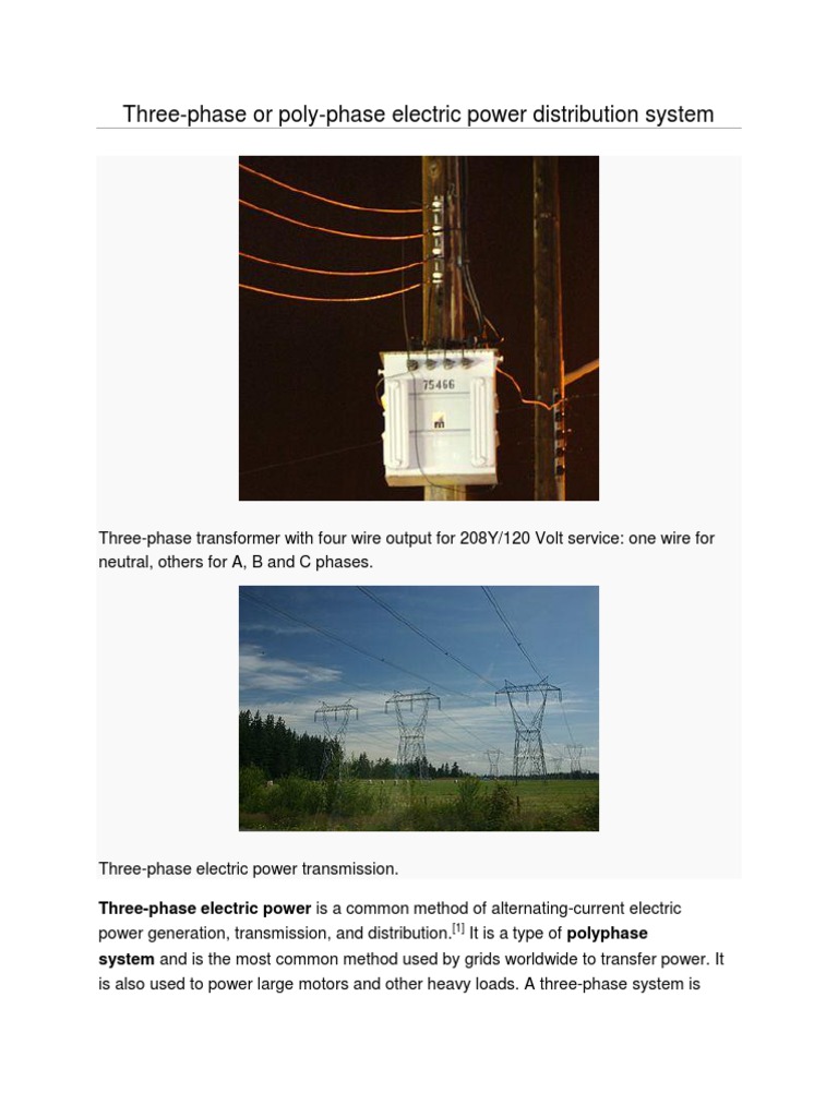 three phase electric power distribution system | Electric Power ...
