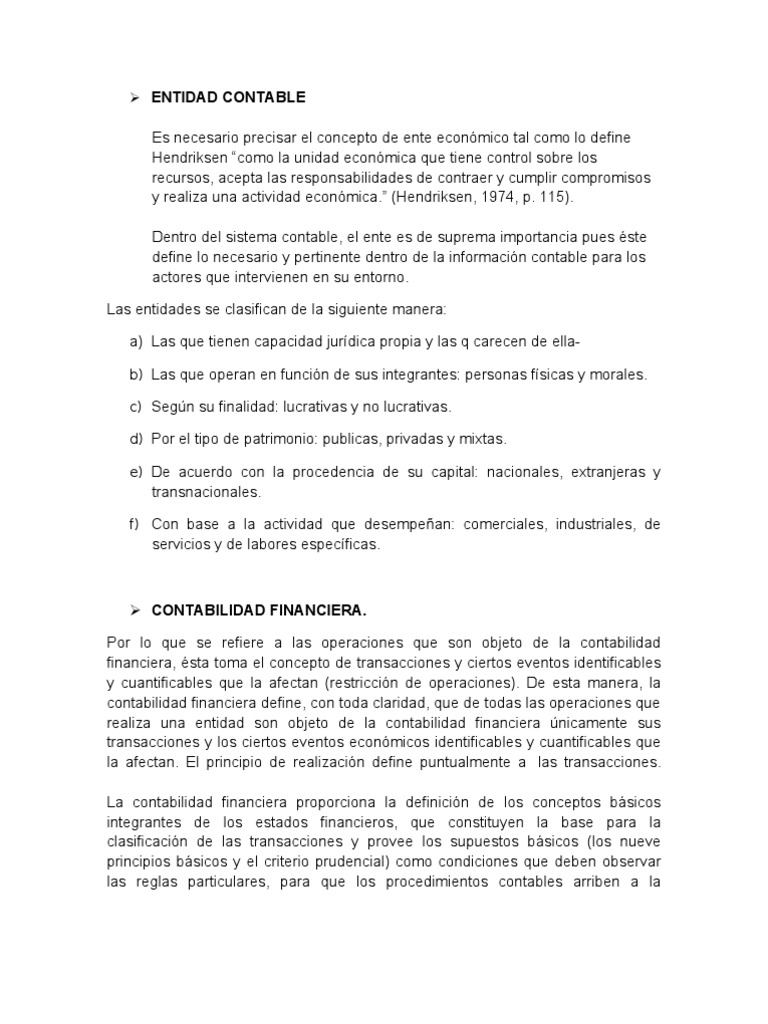 Definición de Entidad Contable | PDF | Estado de resultados | Contabilidad