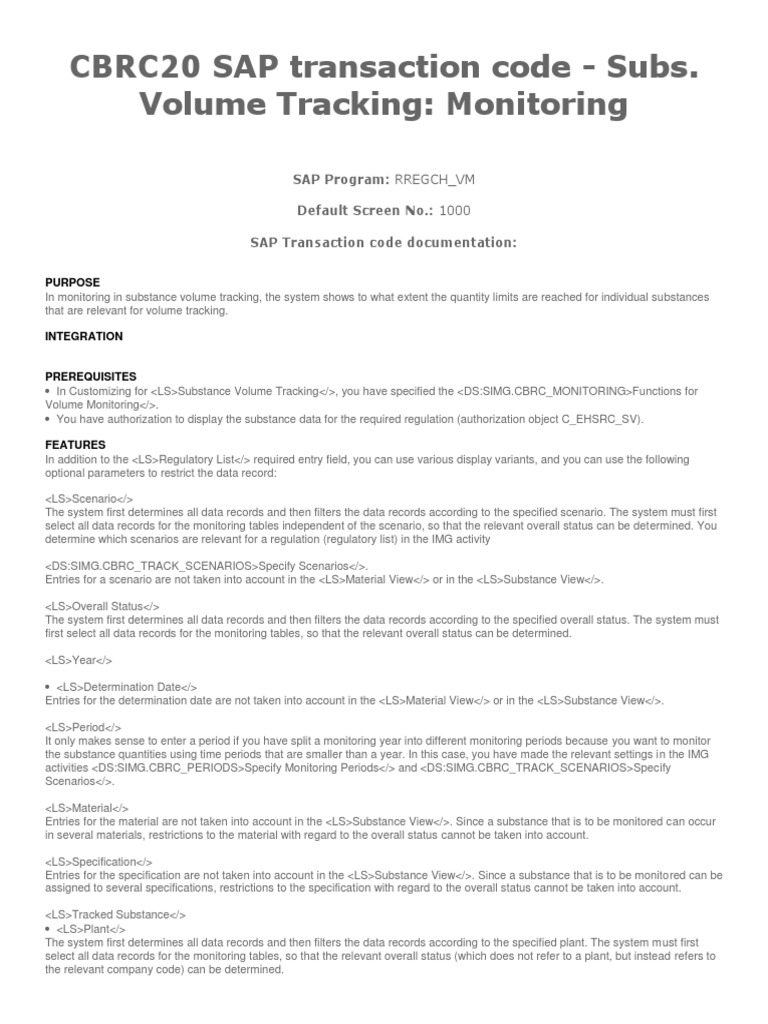 CBRC20 - SVT Monitoring | PDF | Specification (Technical Standard) | Databases