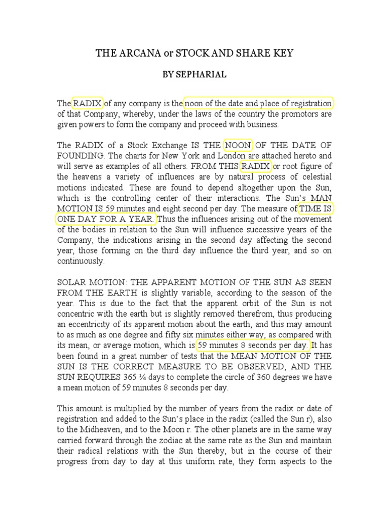 Sepharial - The Arcana or Stock and Share Key Cd13 Id527462535 Size363 ...
