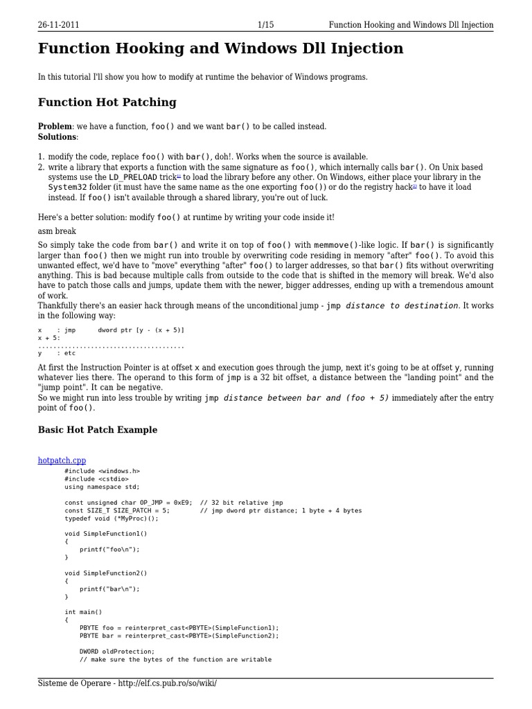 Function Hooking and Windows DLL Injection PDF | PDF | Library ...