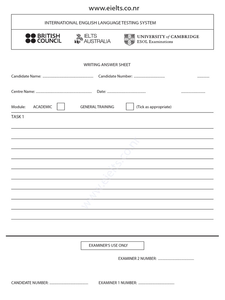IELTS Writing Answer Sheet | PDF