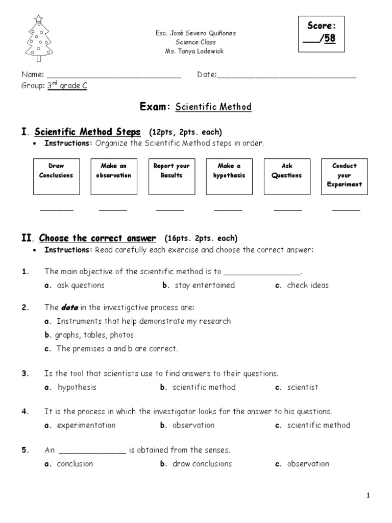 Science Exam-Scientific Method | PDF | Observation | Scientific Method