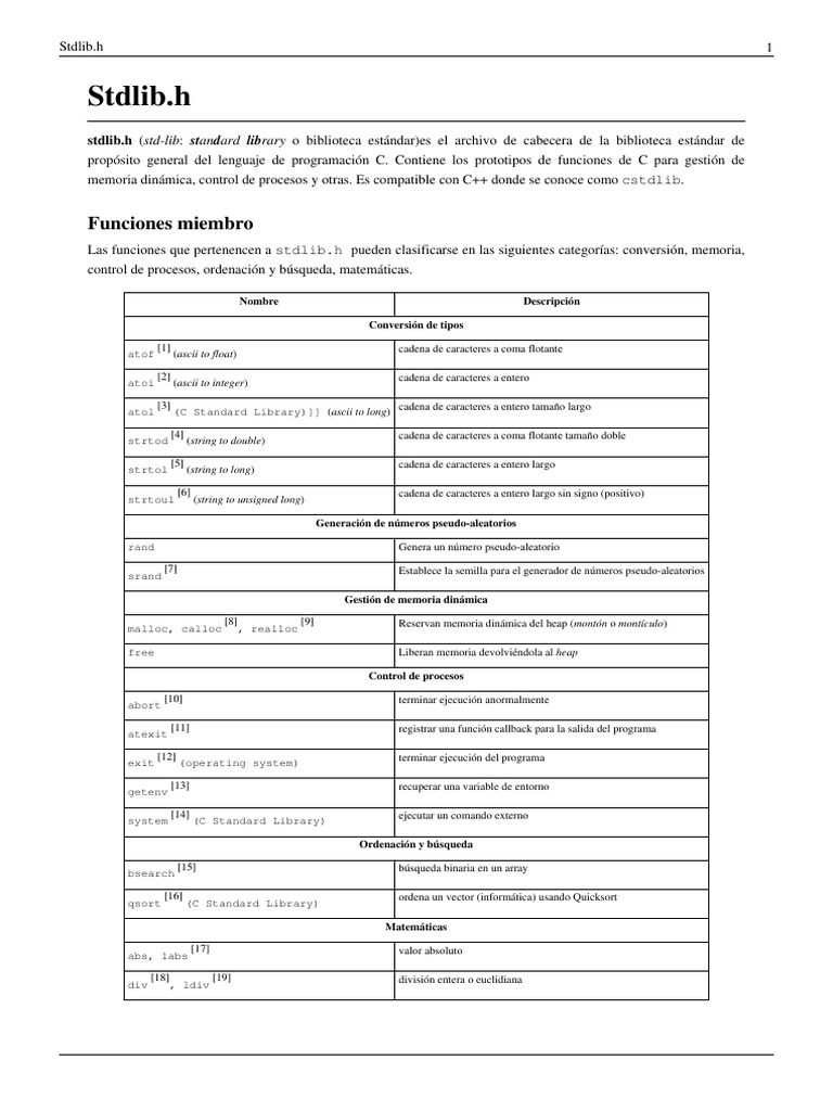 Stdlib H | PDF | Puntero (Programación de computadora) | Programación de computadoras