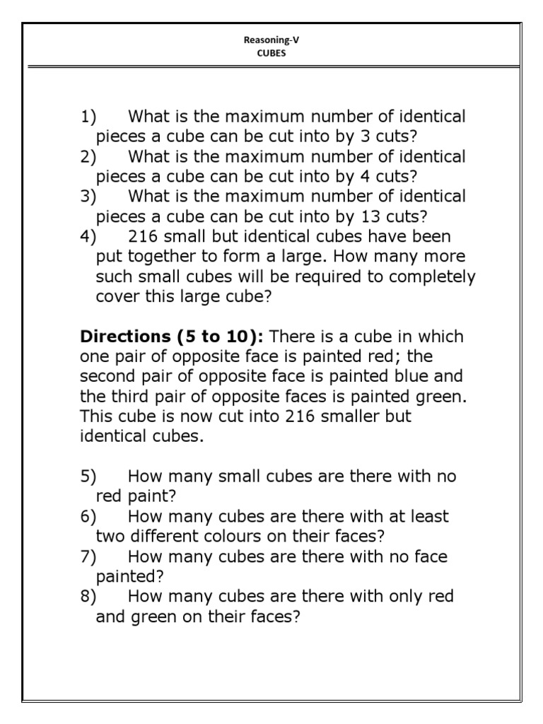 Reasoning VII Cube | PDF | Green | Color