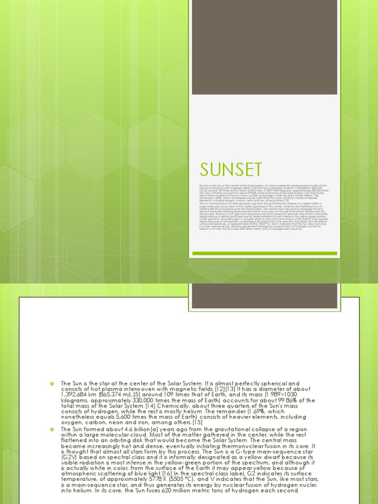 Sunset | PDF | Sun | Stars