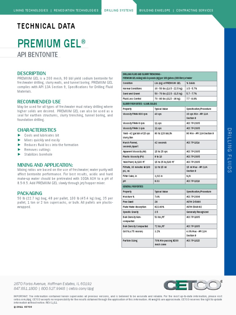 Tds Premium Gel | PDF | Viscosity | Chemistry