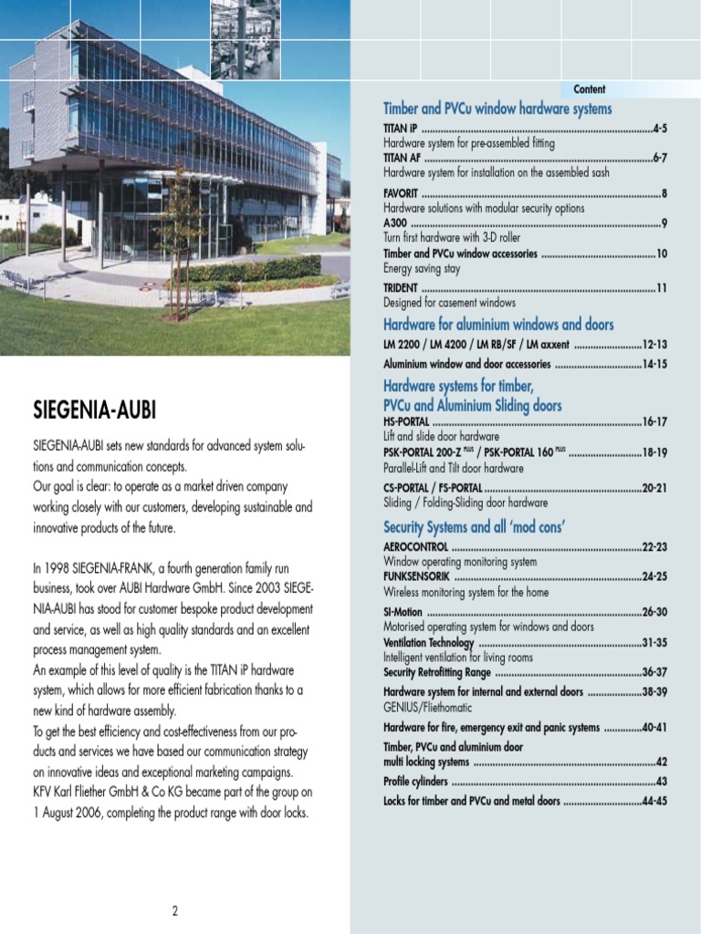 SIEGENIA-AUBI Innovative Window Hardware Systems | PDF | Window | Lock ...