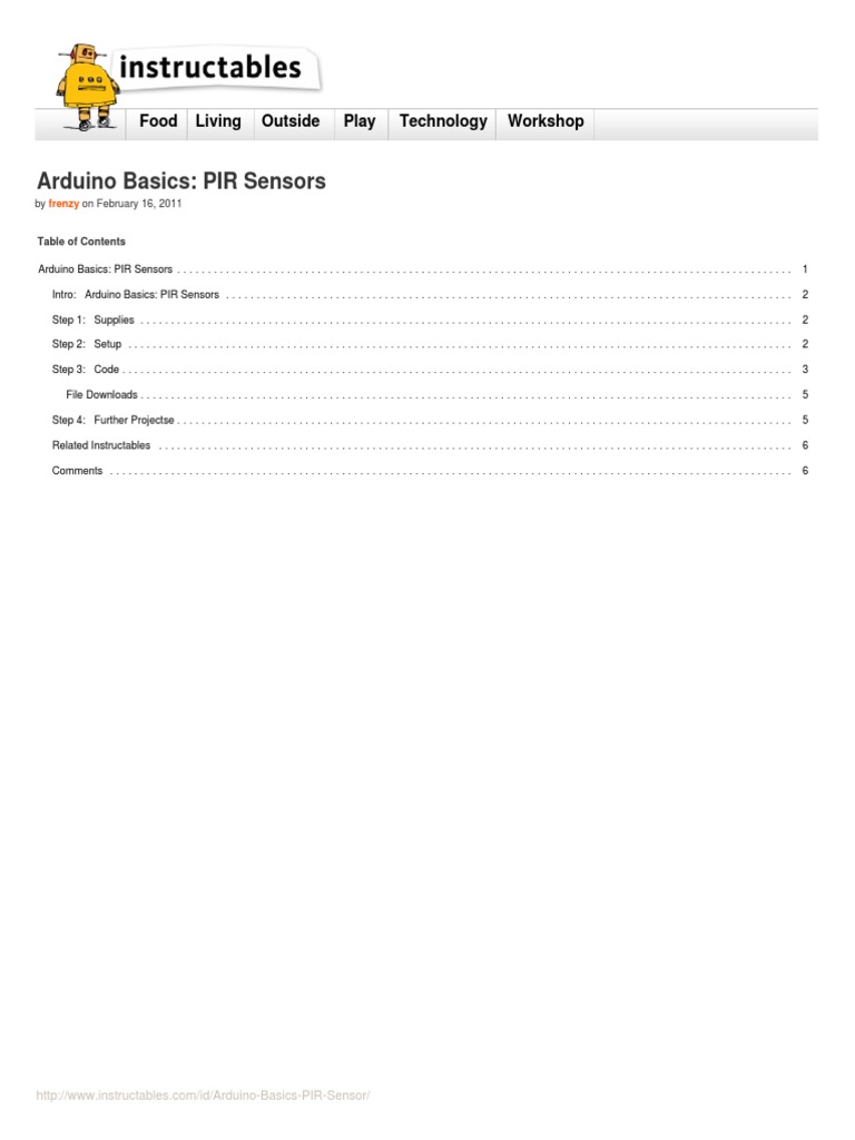 Arduino Basics PIR Sensor | PDF | Security Alarm | Equipment