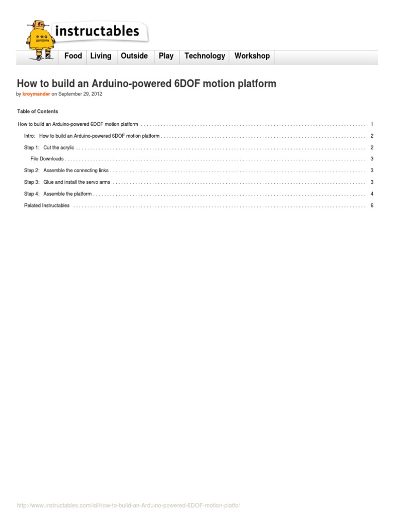 Arduino 6DOF Motion Platform Guide | PDF | Screw | Machines