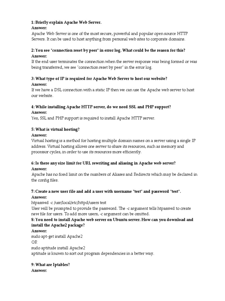 Apache Interview Question | PDF | Web Server | Internet & Web