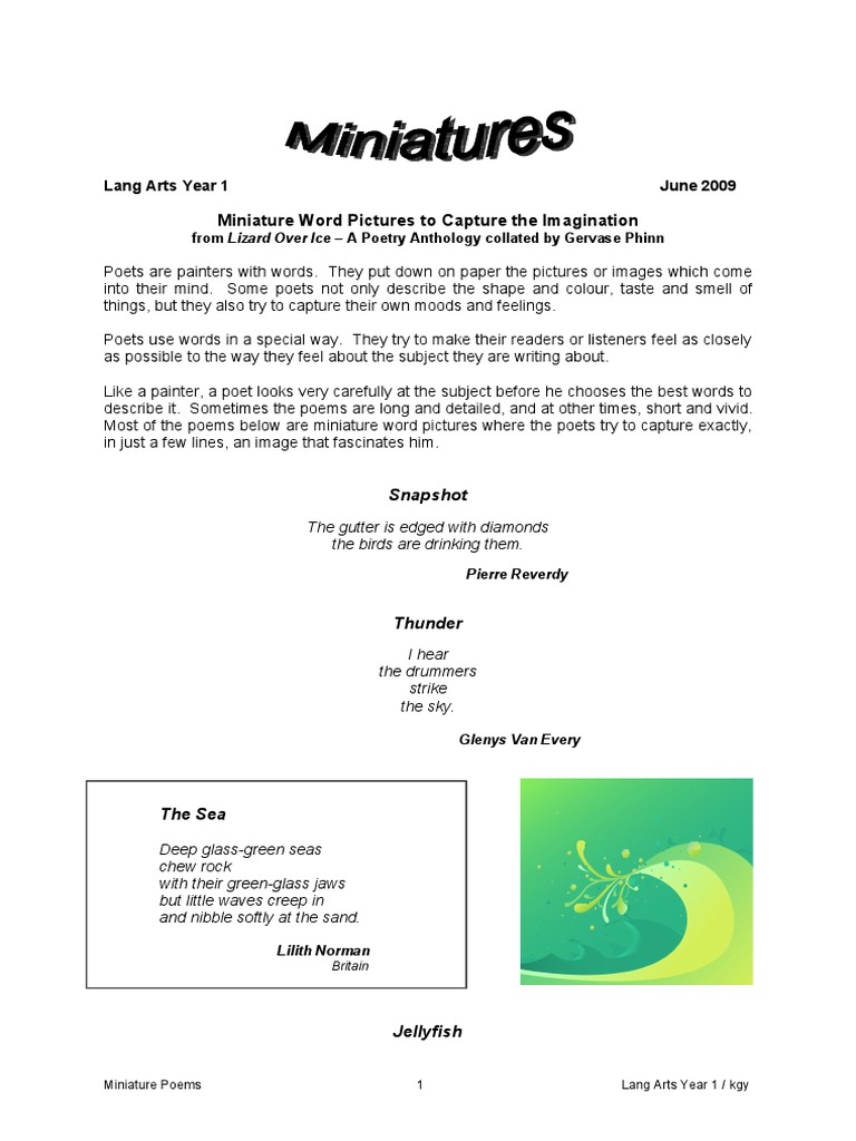 Miniature Word Pictures To Capture The Imagination | PDF | Poetry