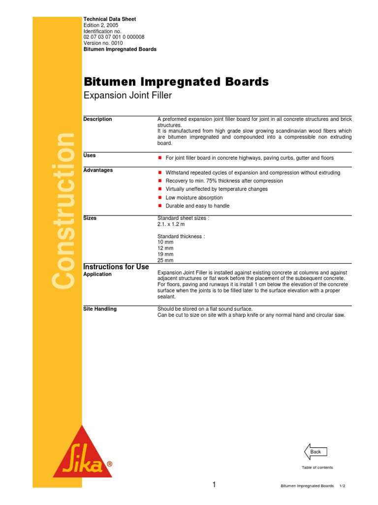 Bitumen Impregnated Boards Pds | PDF | Asphalt | Concrete