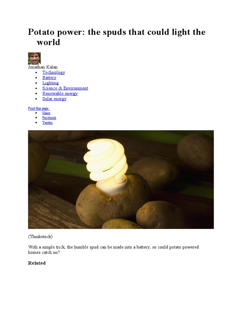 Potato Power | PDF | Battery (Electricity) | Electricity