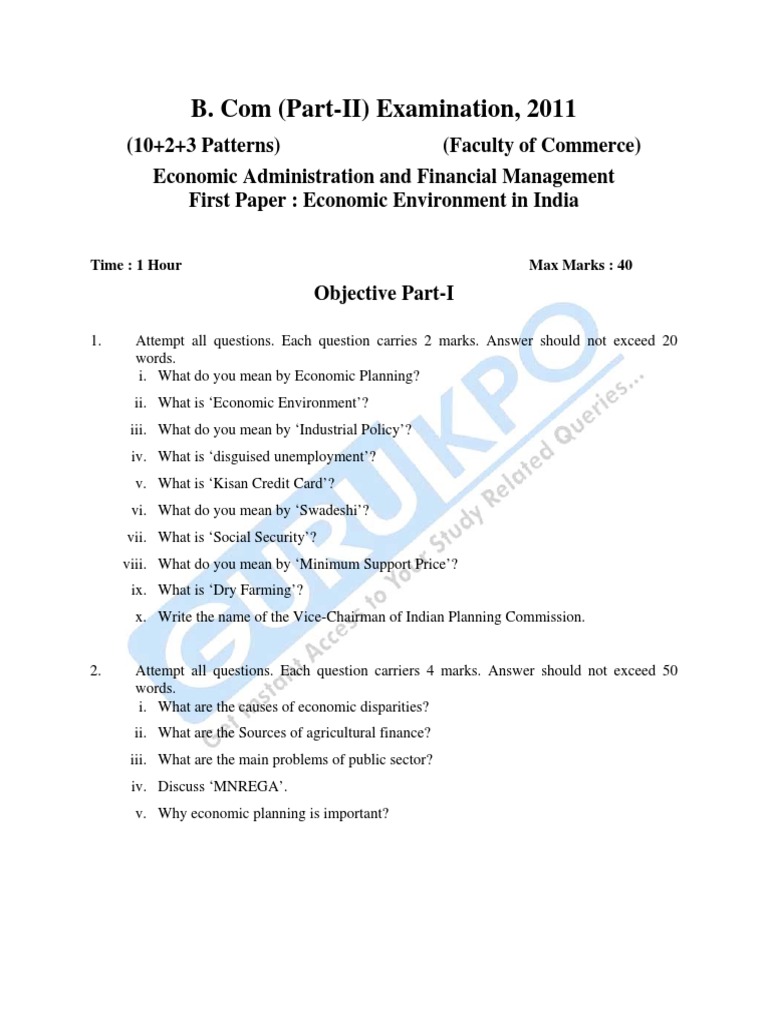 Economic Administration and Financial Management First Paper: Economic ...