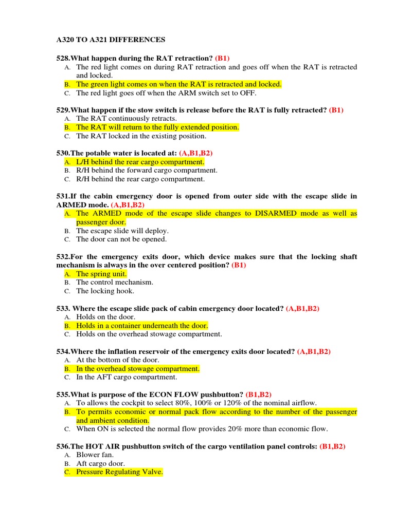 A320 To A321 Differences | PDF | Valve | Pump