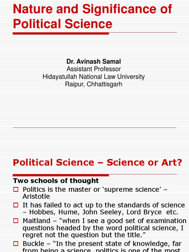 1. Nature & Significance of Pol. Science | Political Science | Social ...