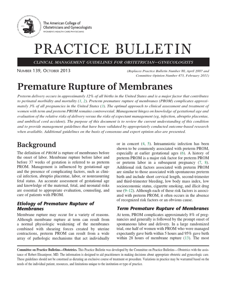 RPM ACOG Practice Bulletin | PDF | Preterm Birth | Herpes Simplex